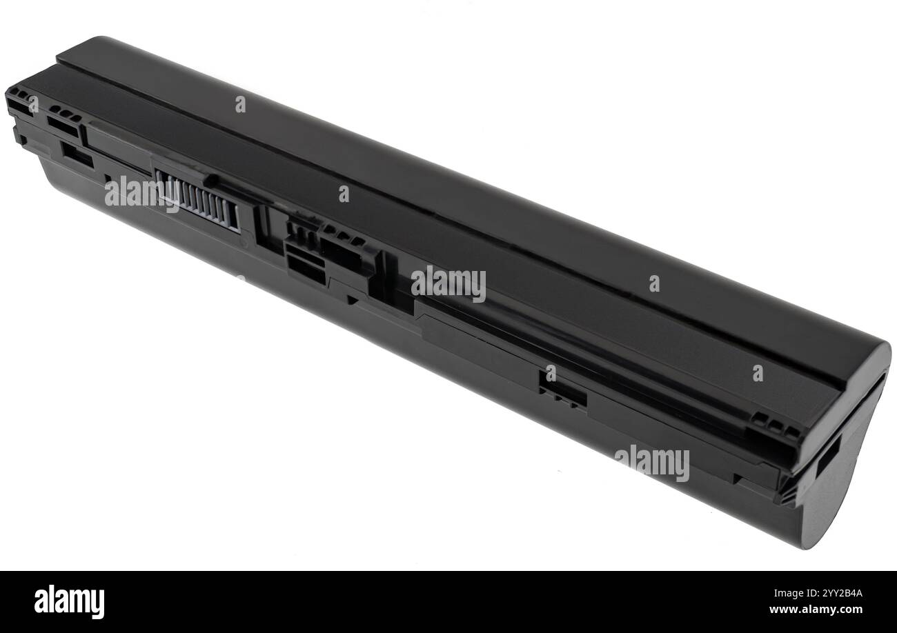 A lithium-ion laptop battery, shot against a white background Stock ...