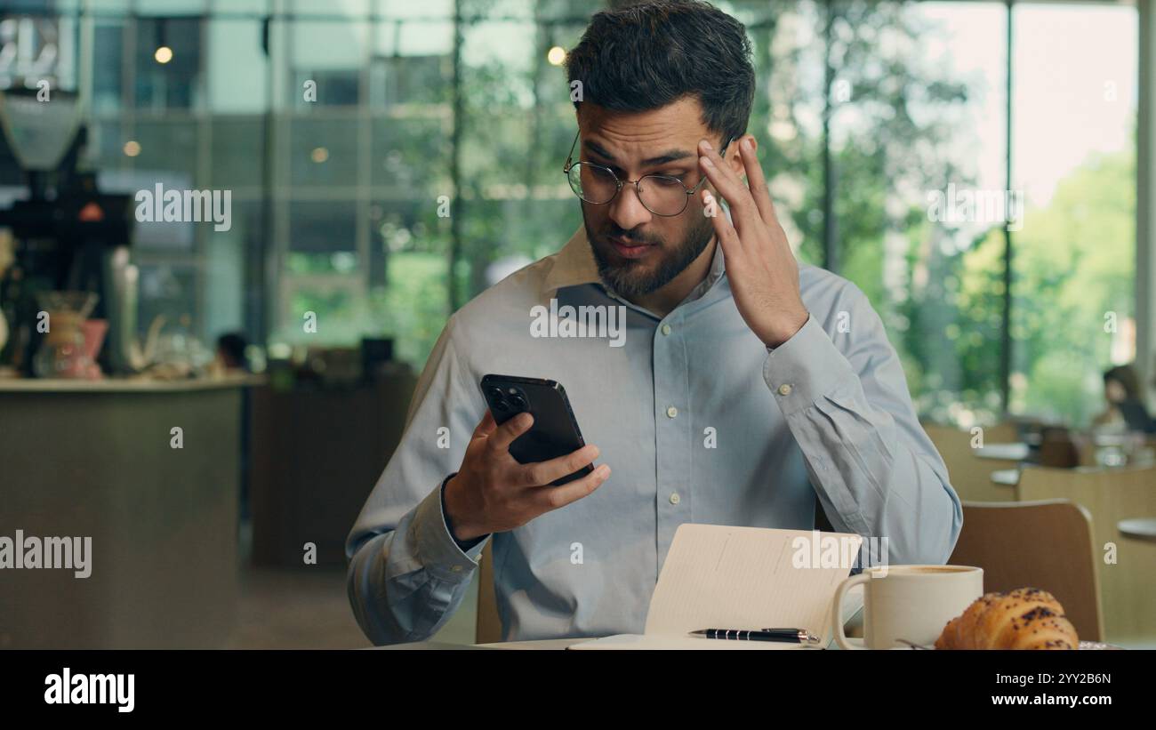 Indian business man guy Arabian businessman male user visitor in cafe ...