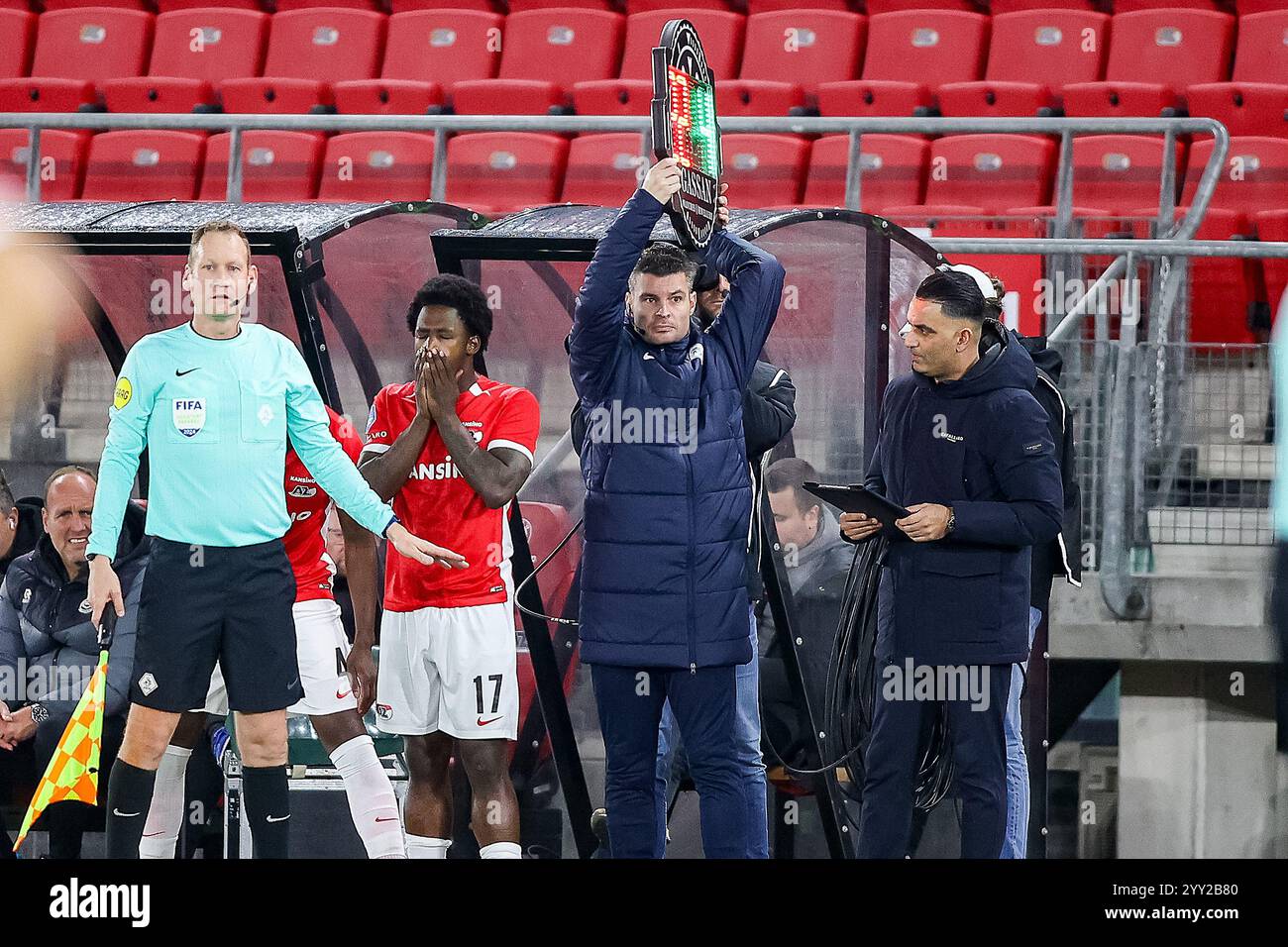 Alkmaar, Netherlands. 18th Dec, 2024. ALKMAAR - 18-12-2024, AFAS Stadium. Dutch cup Football ...