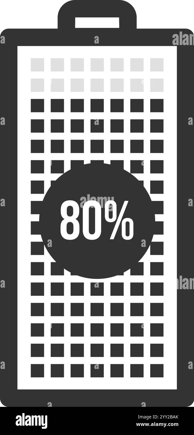 Battery icon displaying an eighty percent charge, representing a ...