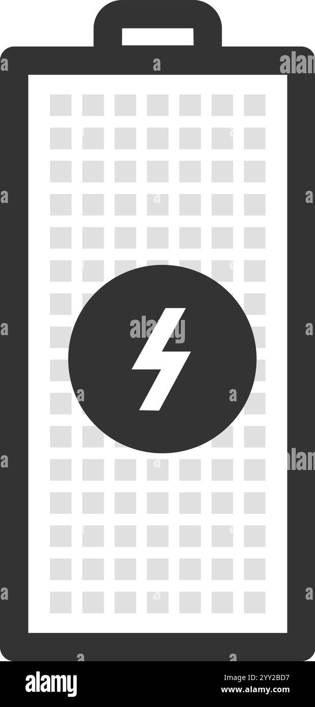 Battery icon illustrating charging status with a prominent lightning ...