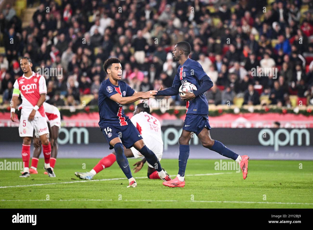 14 Desire DOUE (psg) - 10 Ousmane DEMBELE (psg) during the Ligue 1 ...