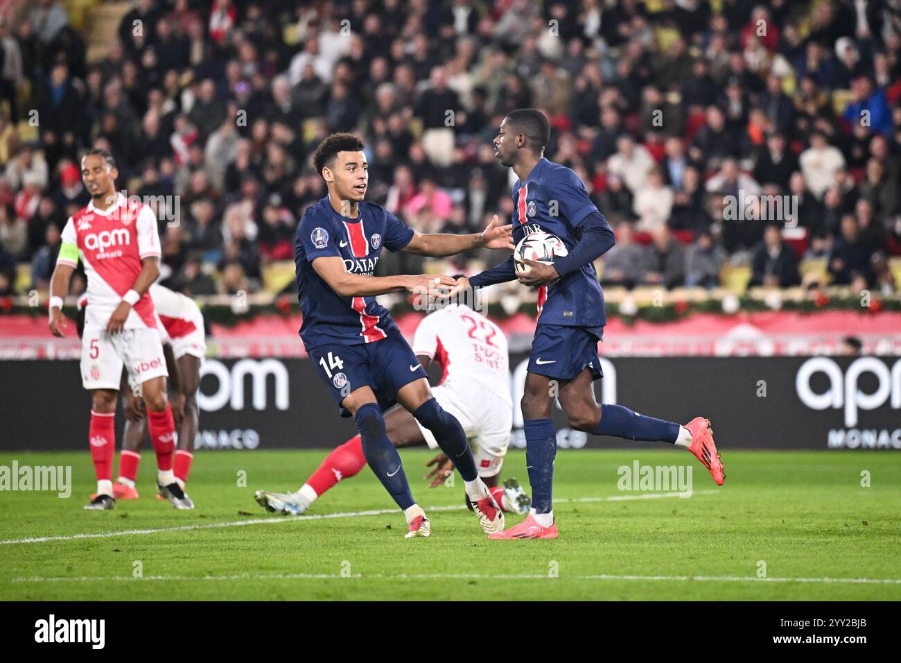 14 Desire DOUE (psg) - 10 Ousmane DEMBELE (psg) during the Ligue 1 ...
