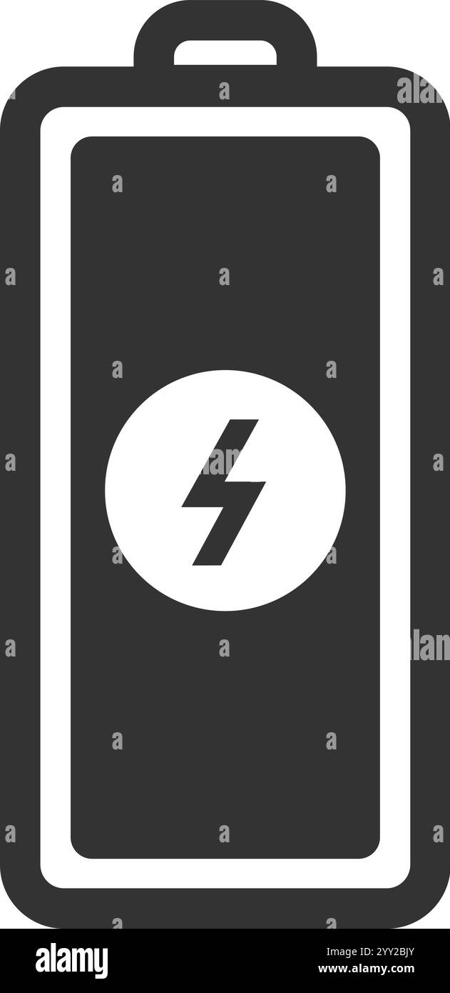 Minimalist vector illustration of a charged battery icon featuring a ...