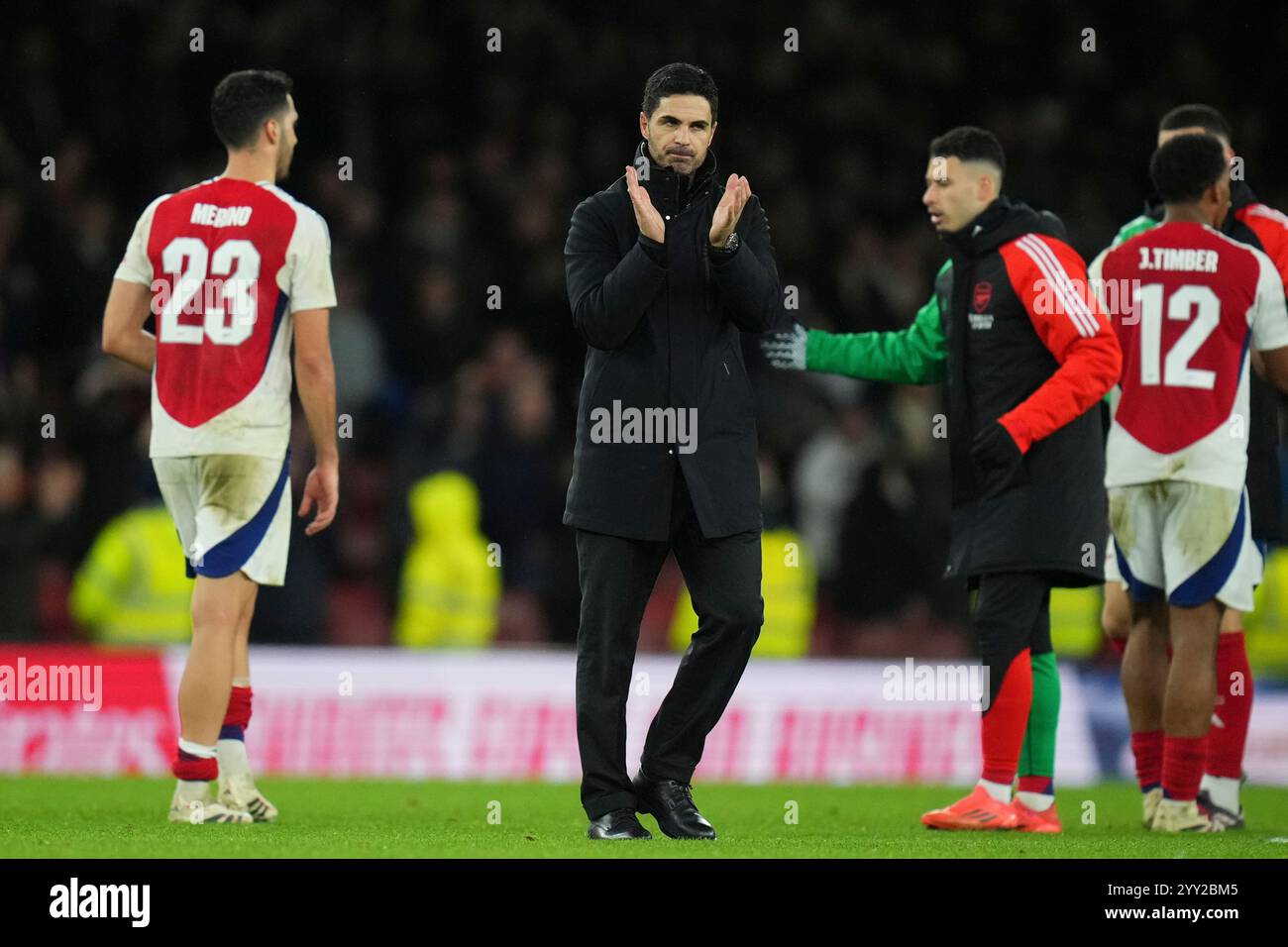 Arsenal's manager Mikel Arteta claps hands after the end of the English ...