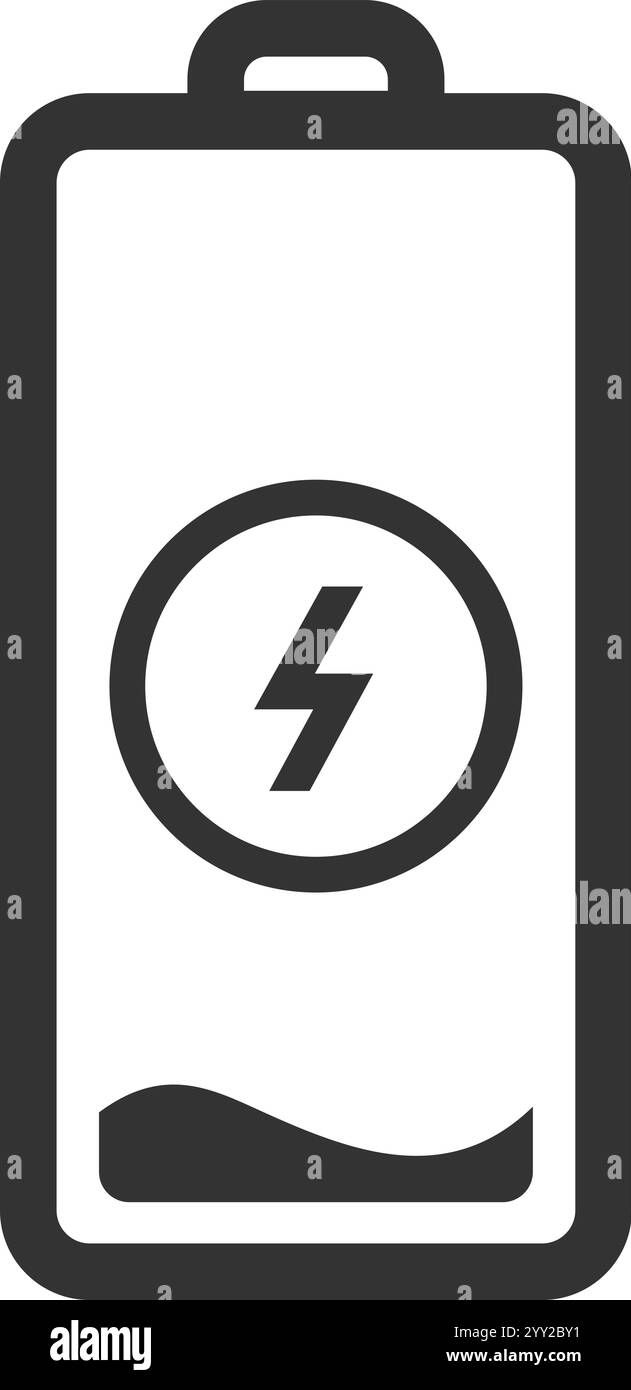 Minimalist vector illustration of a charging battery with low power ...