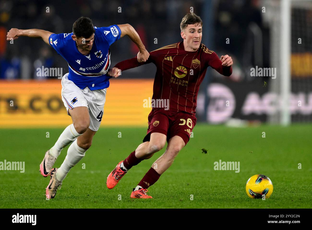 Rome, Italy. 18th Dec, 2024. Nikolas Ioannou of UC Sampdoria and Alexis ...