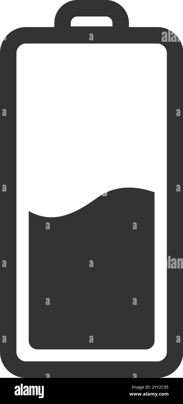 Simple half full battery icon representing charging status, energy ...