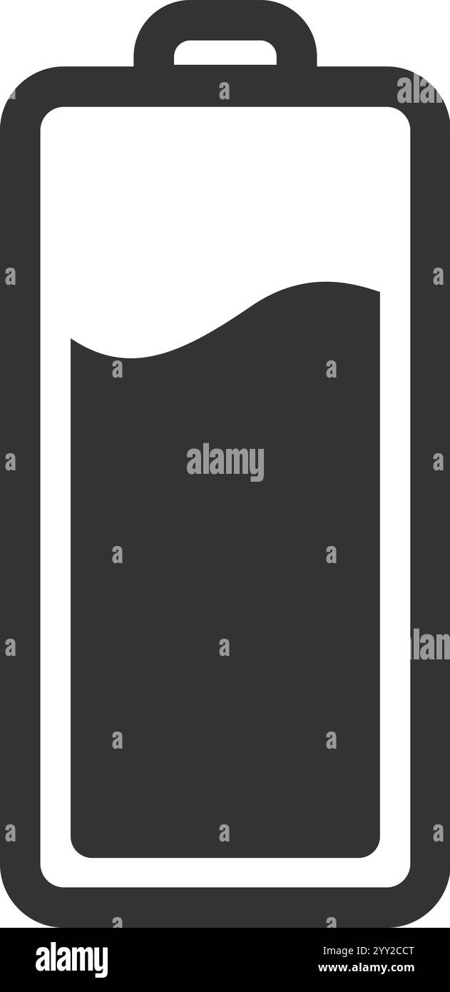 Simple battery icon is depicting half charge level, suitable for user ...