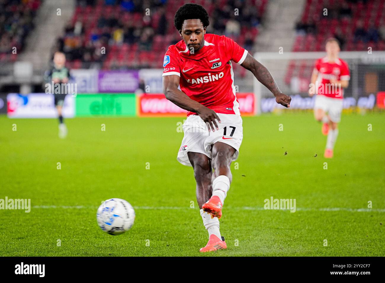 Alkmaar, Netherlands. 18th Dec, 2024. ALKMAAR, NETHERLANDS - DECEMBER 18: Jayden Addai of AZ ...