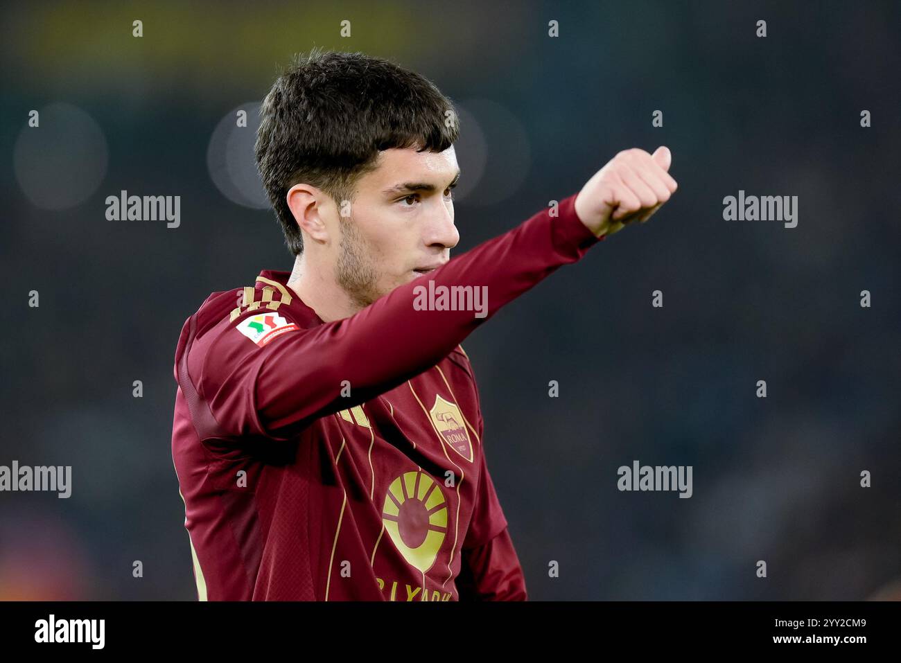 Rome, Italy. 18th Dec, 2024. Matias Soule' of AS Roma gestures during ...