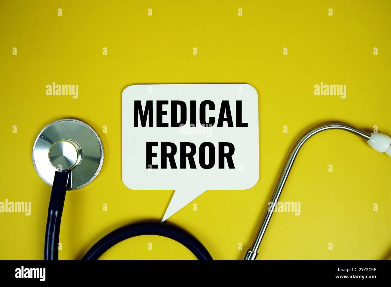 Medical Error text with stethoscope on yellow background, Healthy and ...