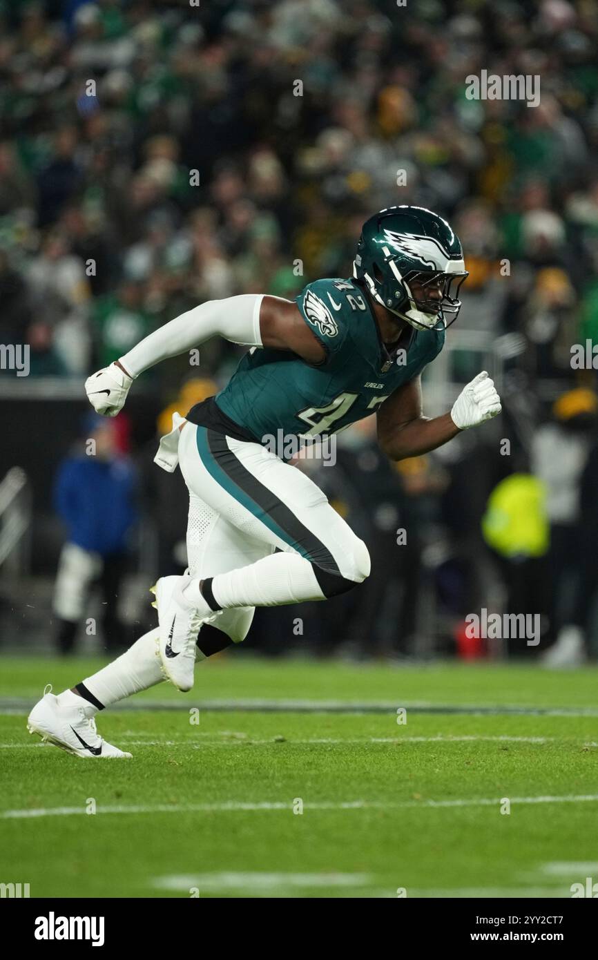 Philadelphia Eagles' Oren Burks plays during an NFL football game between the Philadelphia ...