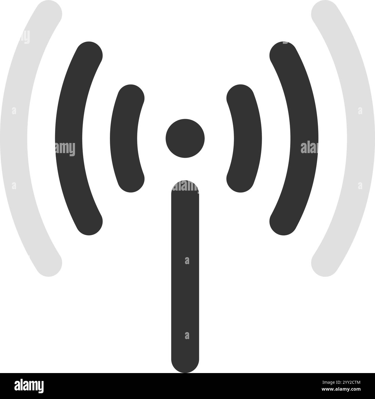 Wireless signals radiating from a communication tower, representing network connectivity and ...
