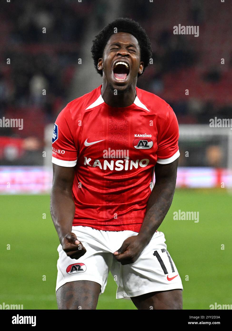 ALKMAAR - Jayden Addai of AZ Alkmaar celebrates 3-1 during the KNVB ...