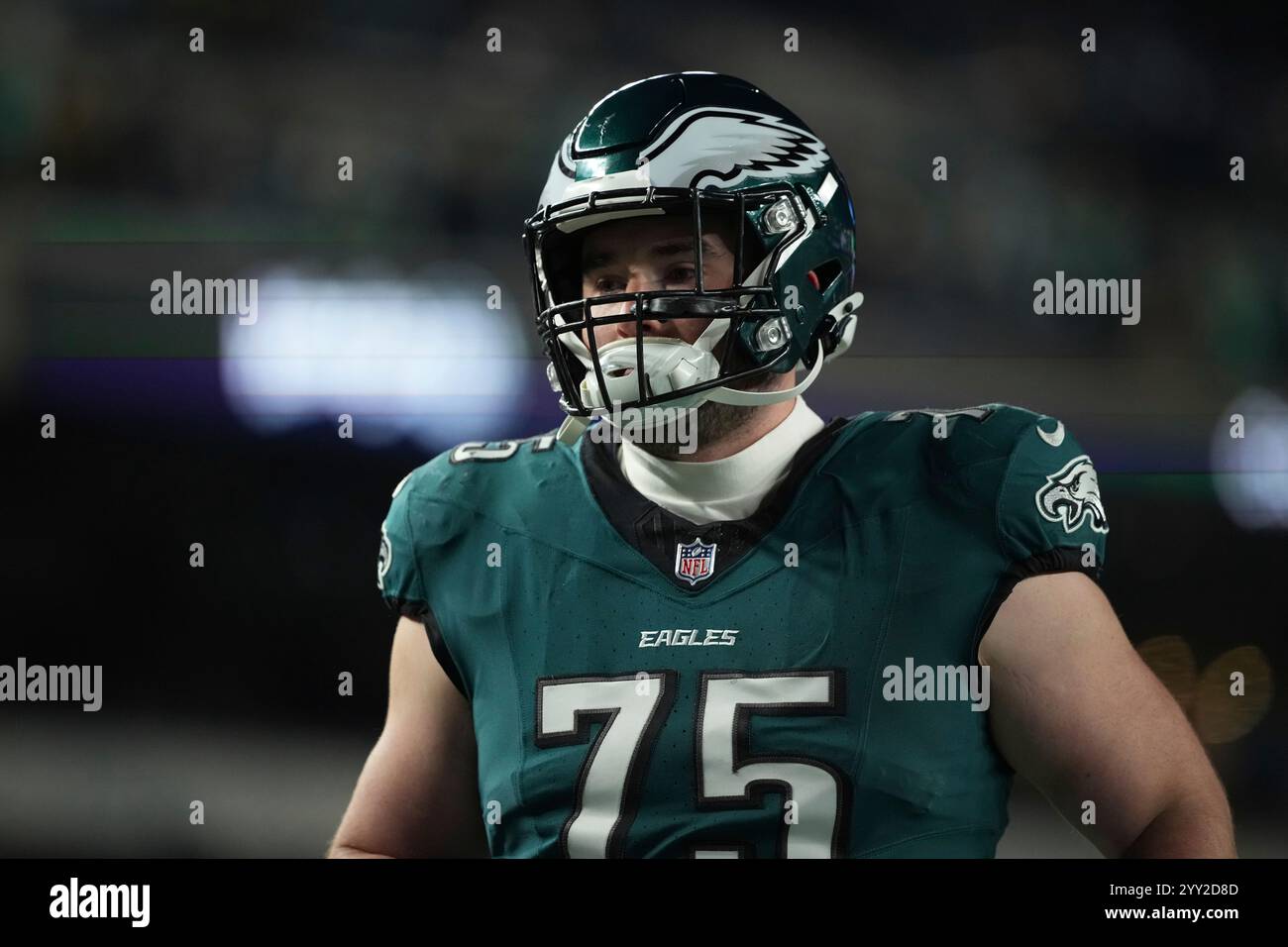 Philadelphia Eagles' Jack Driscoll walks off the field during an NFL football game between the ...