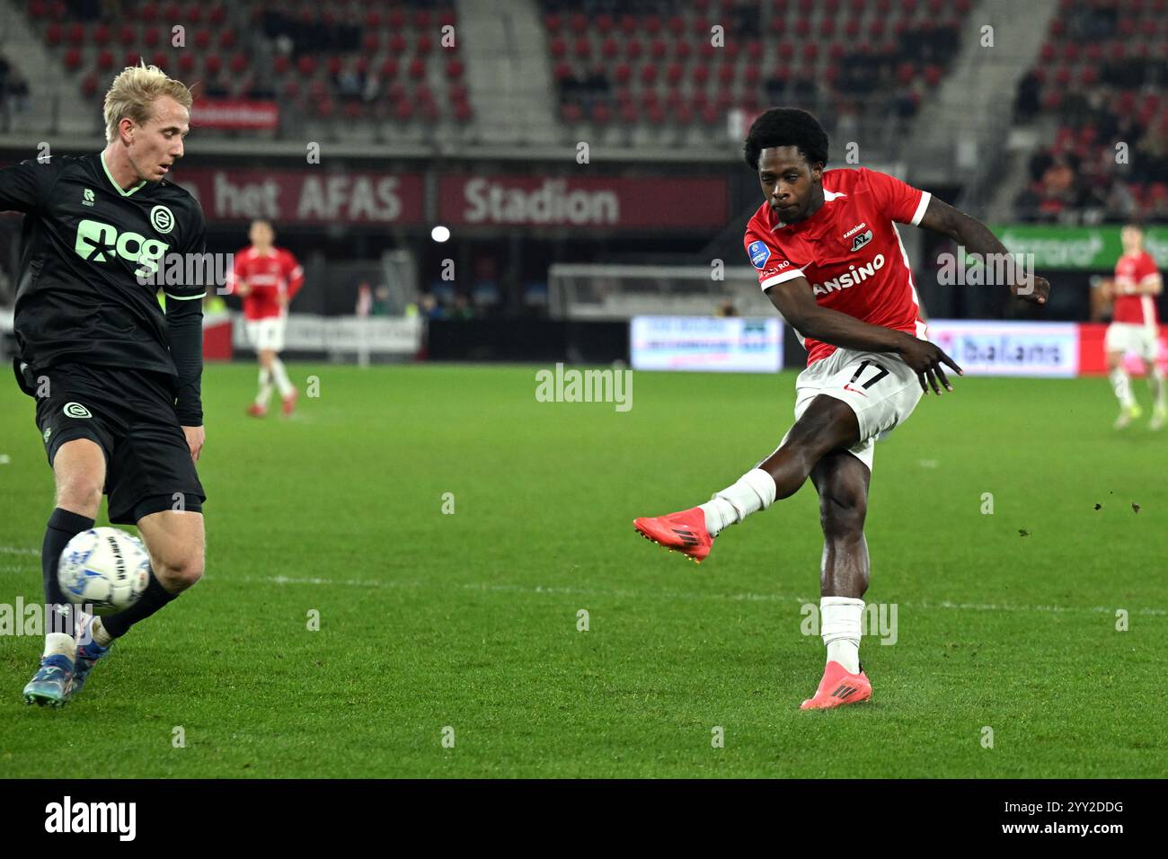 ALKMAAR - Jayden Addai of AZ Alkmaar scores the 3-1 during the KNVB Beker match between AZ ...