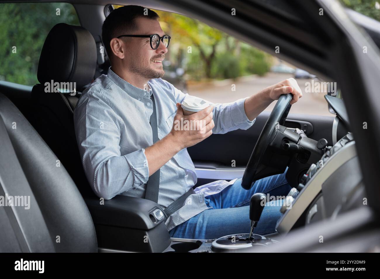 Car interior road coffee hi-res stock photography and images - Alamy