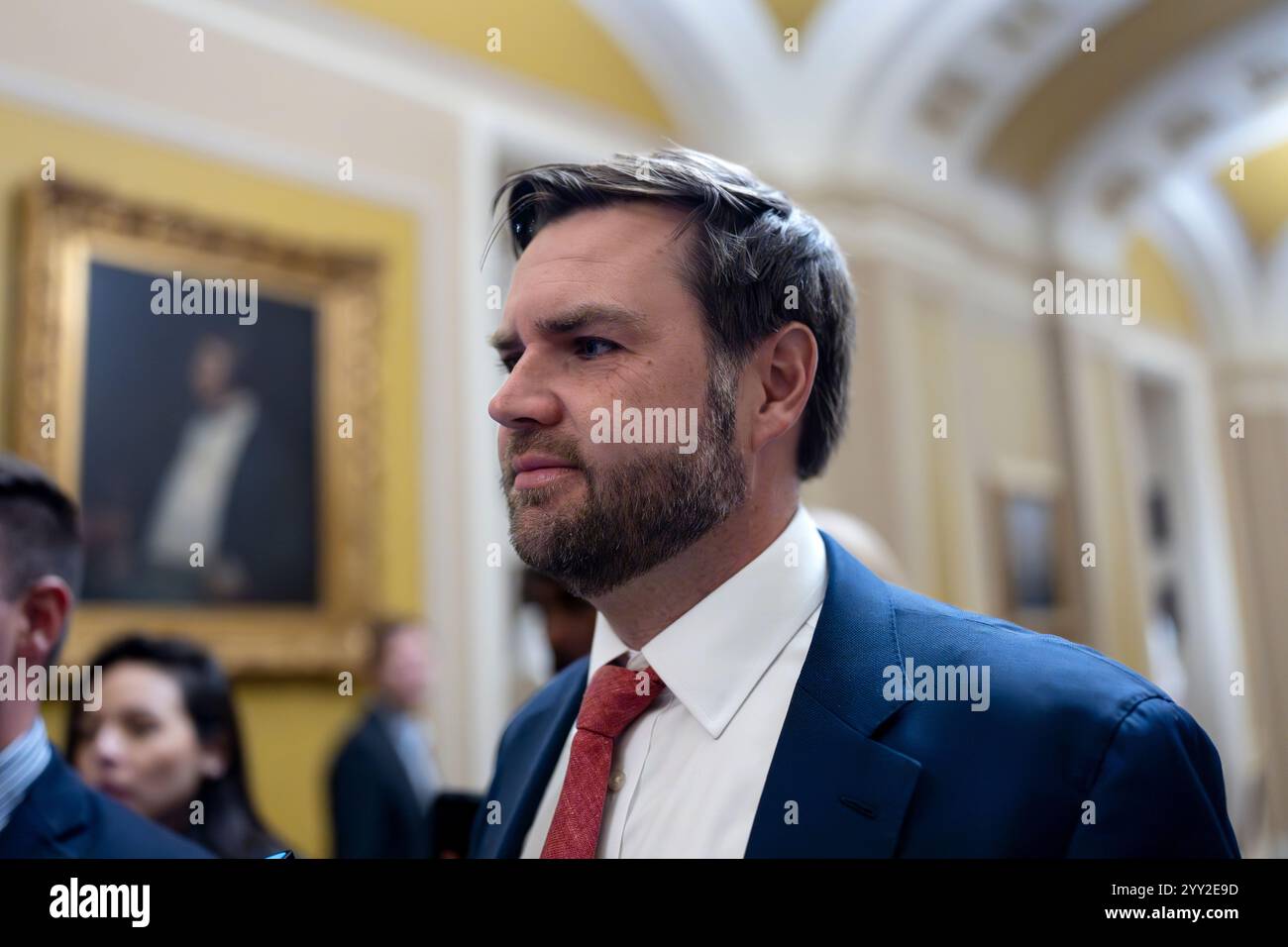 Sen. JD Vance, R-Ohio, the vice president-elect, leaves the Senate ...