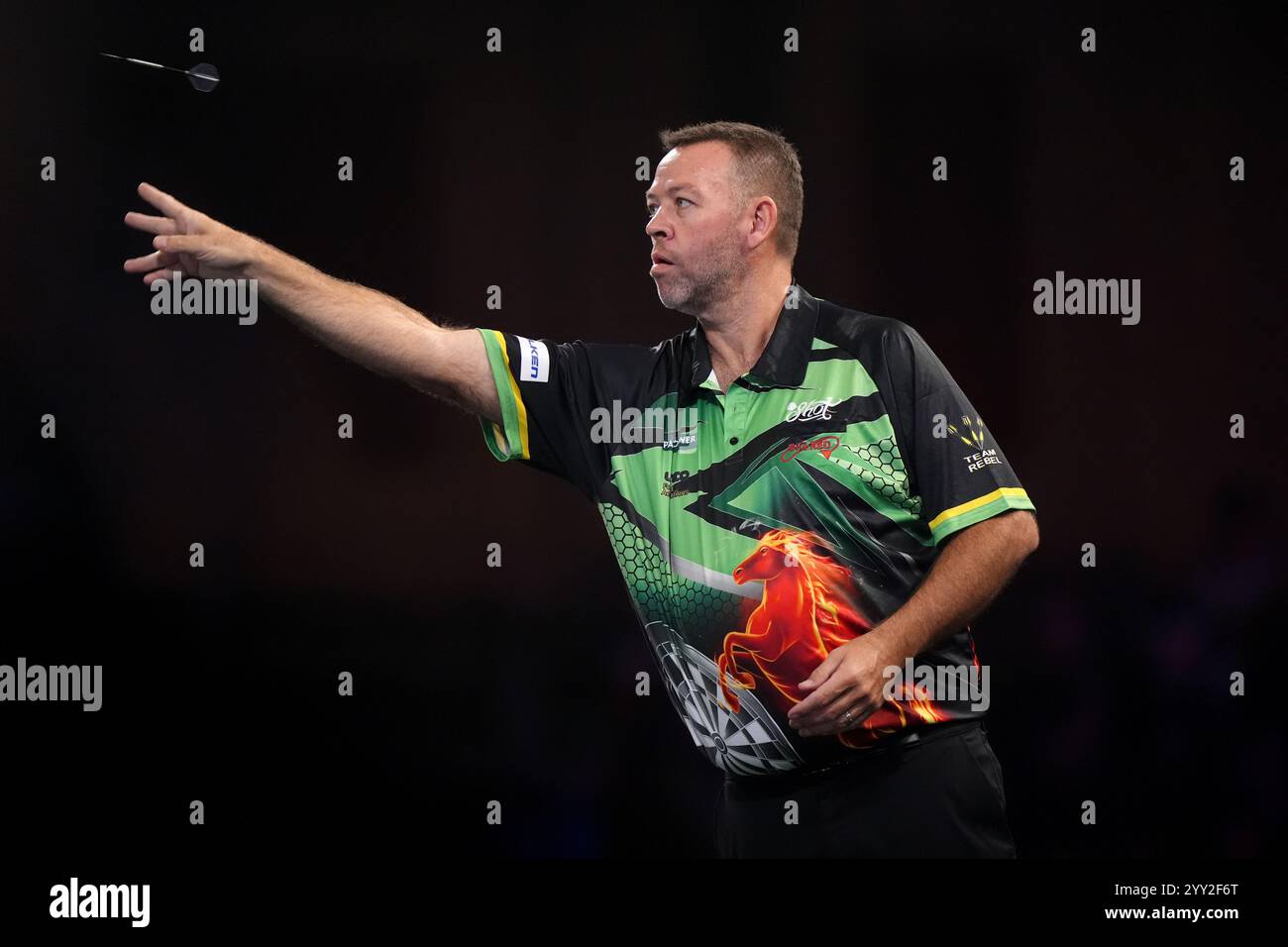 Gordon Mathers during his first round match against Ricky Evans on day ...