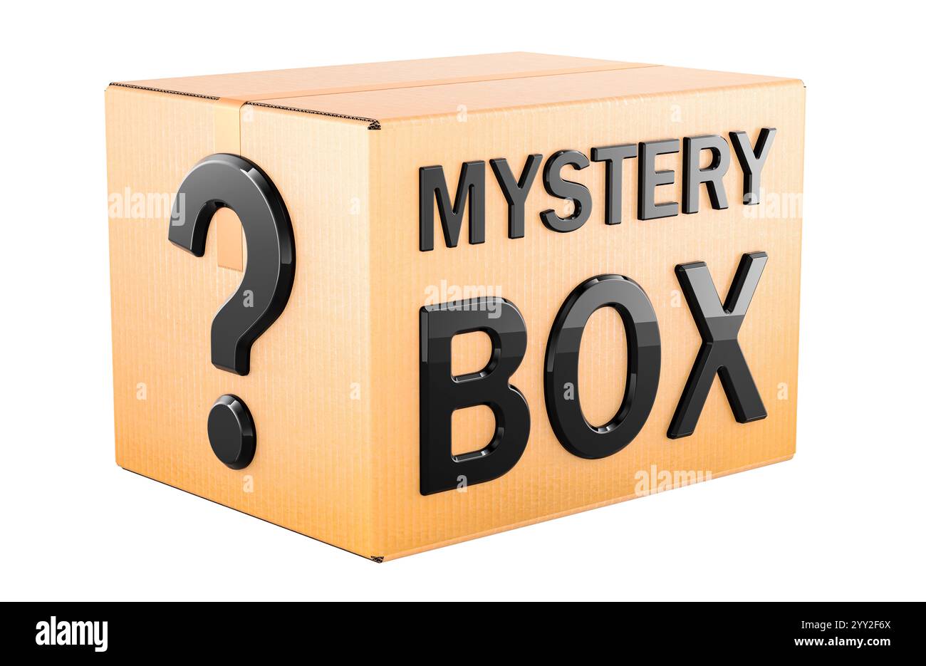 Mystery box, 3D rendering isolated on white background Stock Photo - Alamy