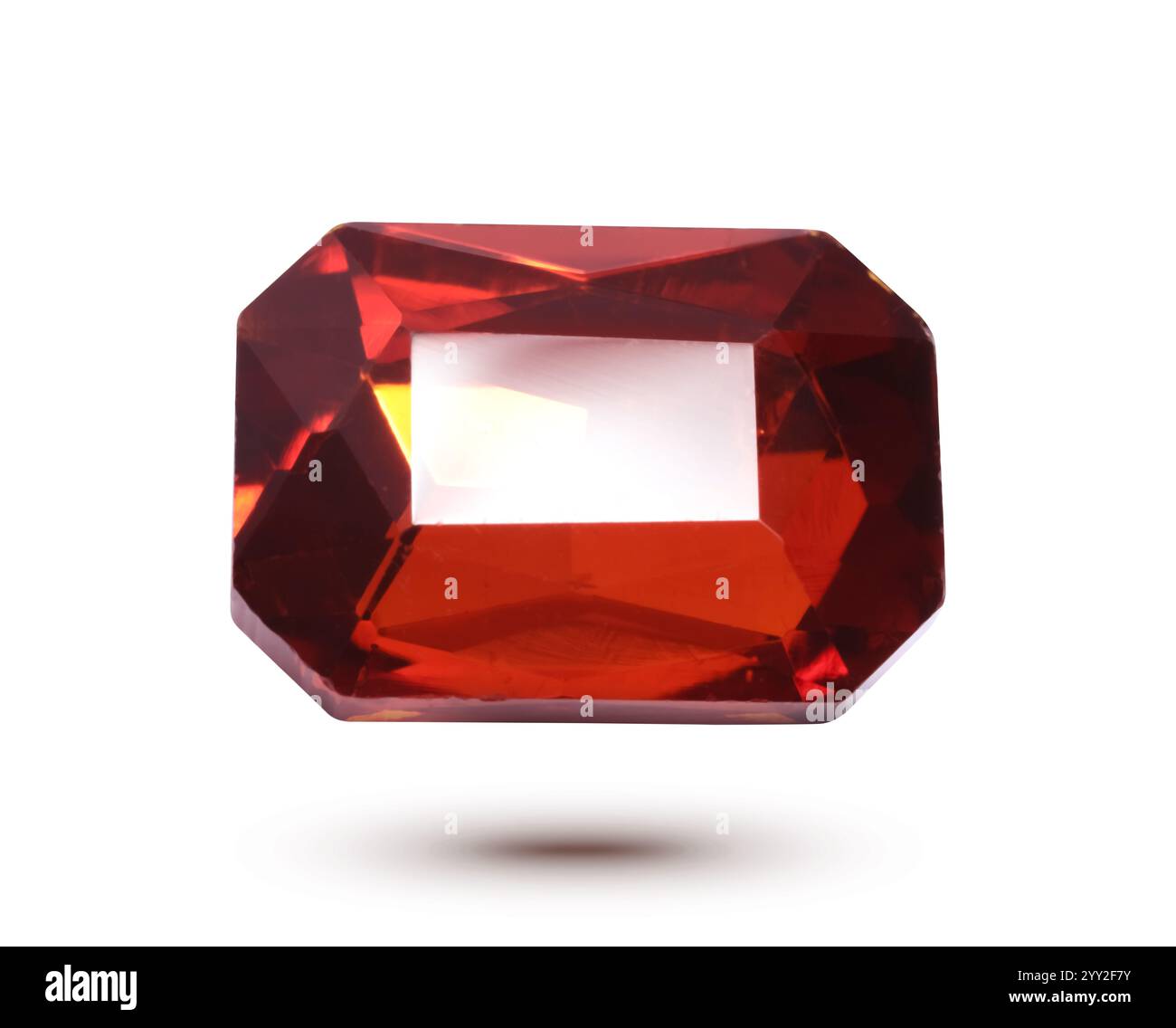 Red shiny gemstone in air on white background Stock Photo - Alamy