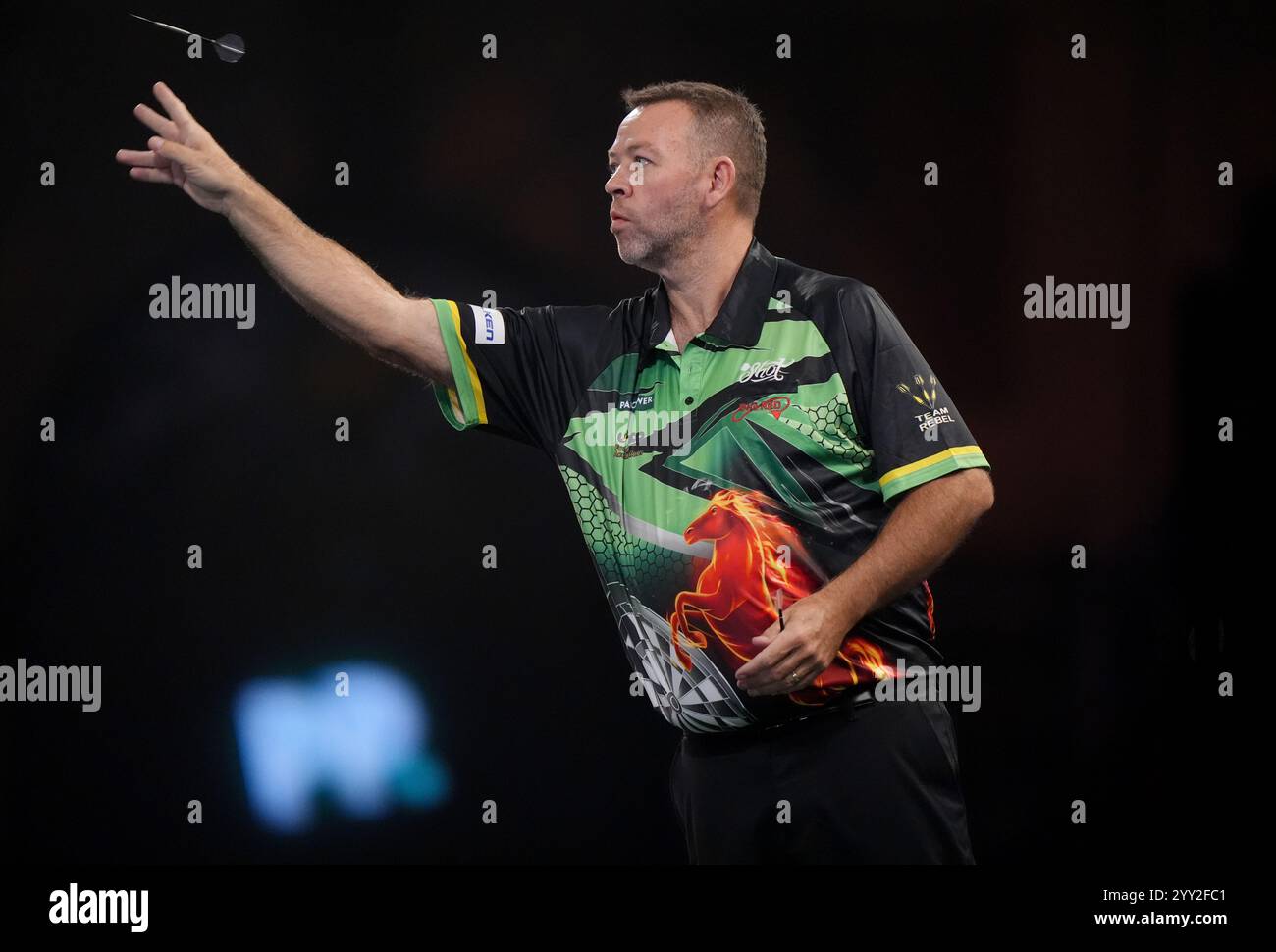 Gordon Mathers during his first round match against Ricky Evans on day ...