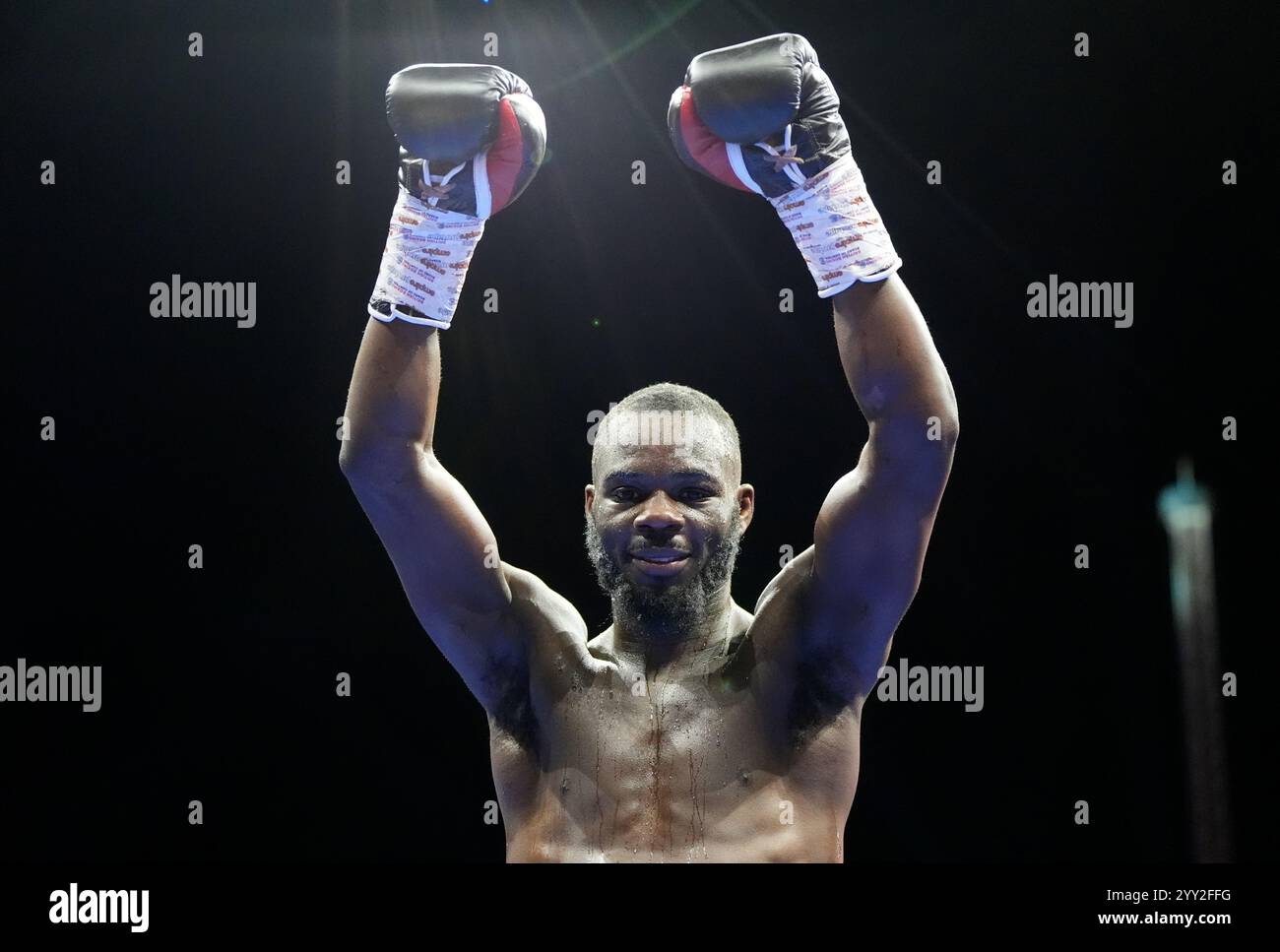 Chris Kongo celebrates his victory over John Henry Mosquera at ...