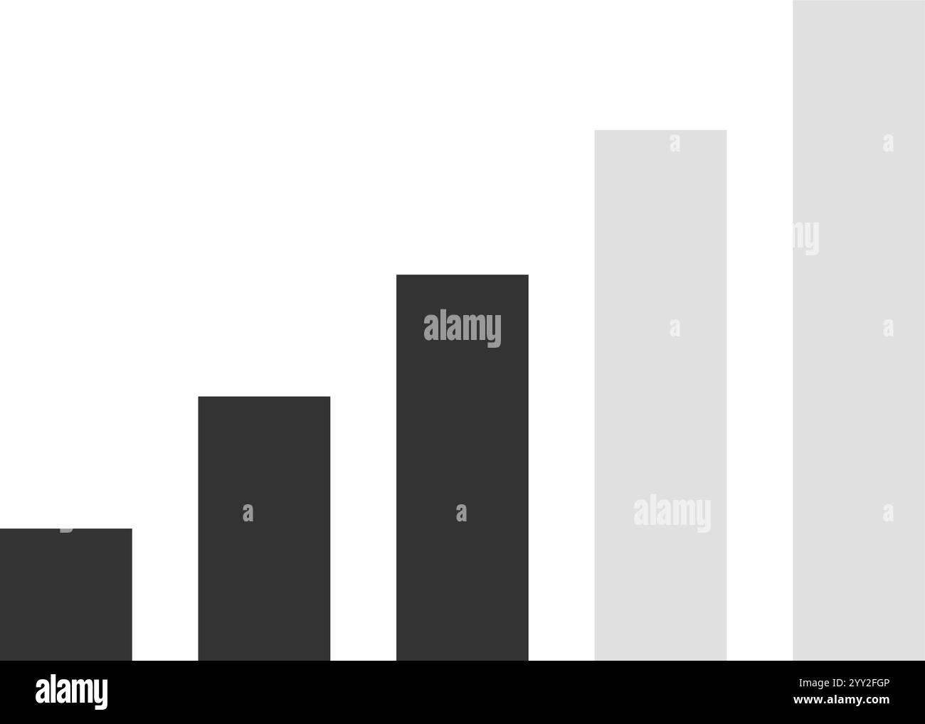 Growing bar chart with dark and light gray bars is showing positive trend, business and ...