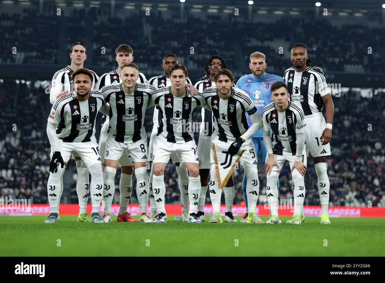 Turin, Italy. 17th Dec, 2024. The Juventus starting eleven line up for ...