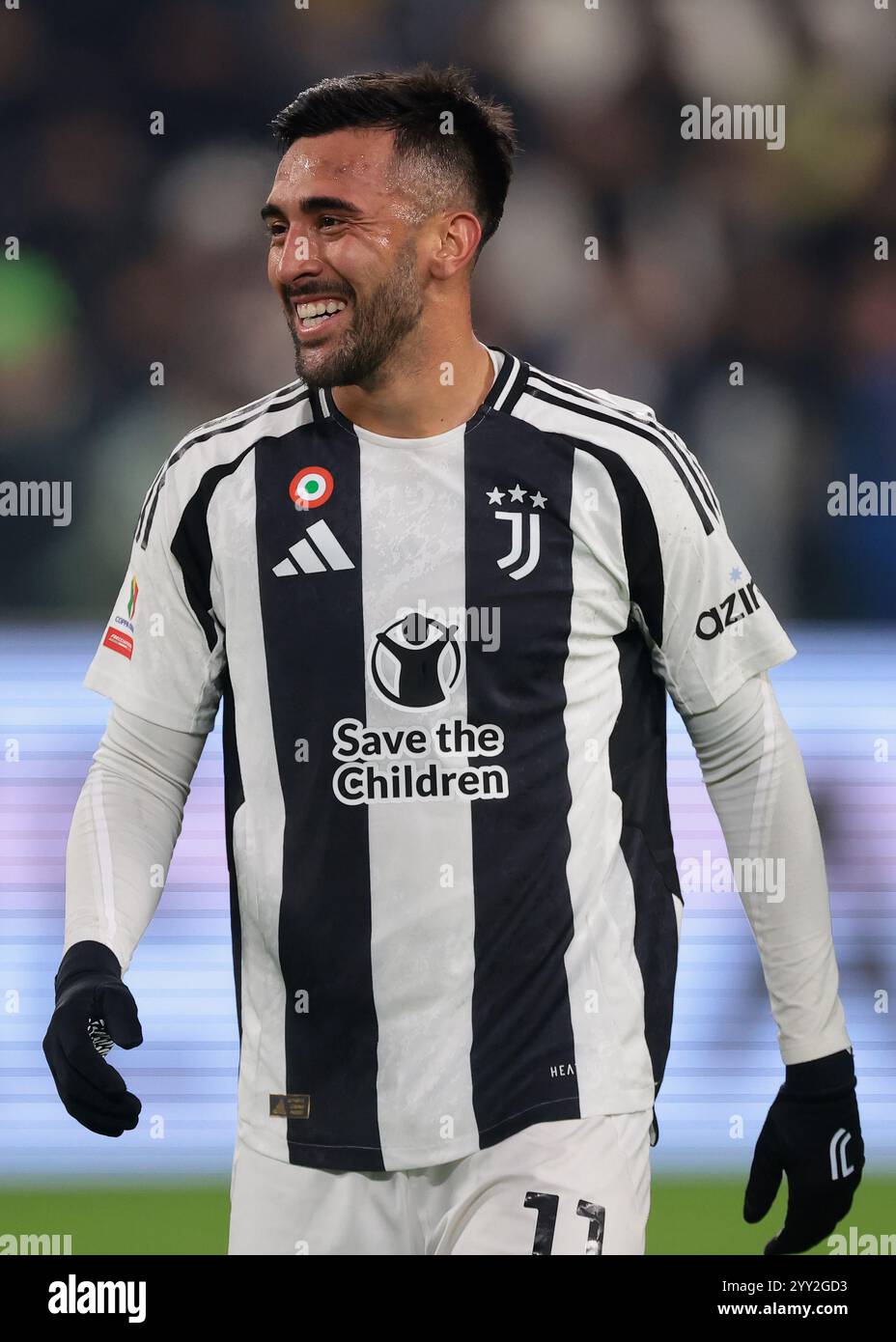 Turin, Italy. 17th Dec, 2024. Nico Gonzalez of Juventus reacts during ...