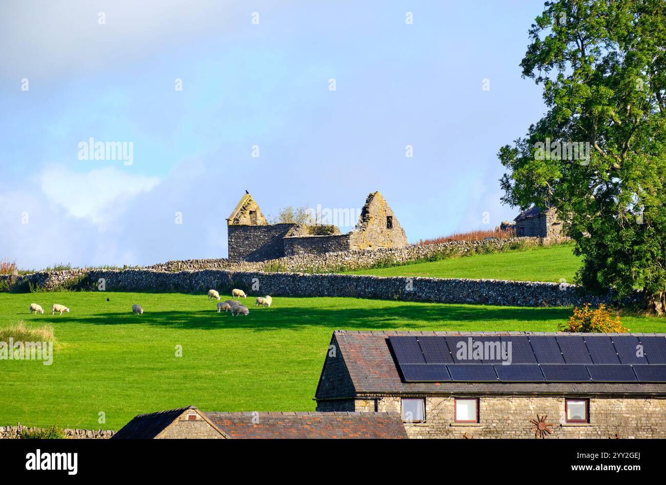 Old and new stone farm buildings in a country landscape Stock Photo - Alamy