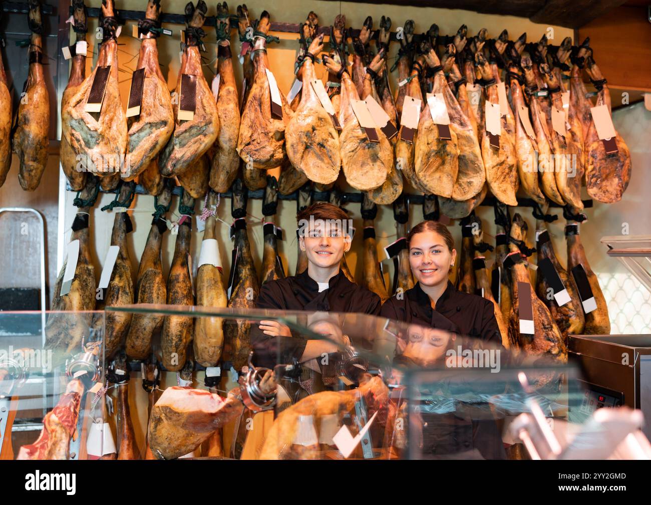 Butcher shop owner assistant hi-res stock photography and images - Alamy