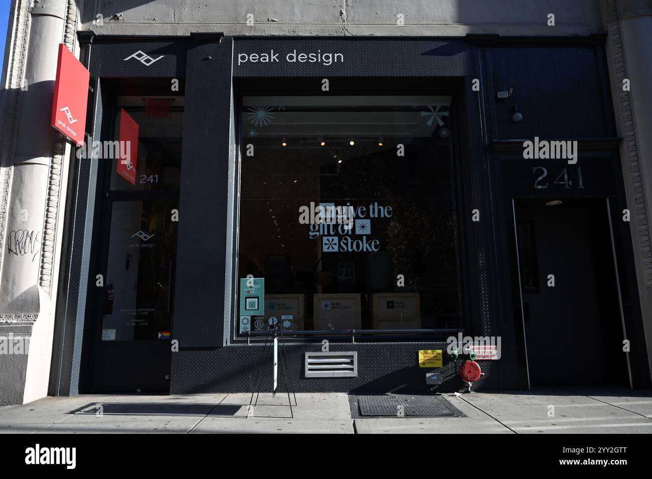 New York, USA. 18th Dec, 2024. View of the Peak Design retail store located in the SoHo ...