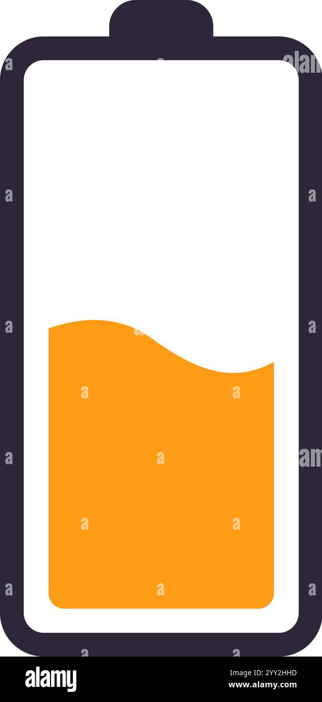 Simple vector illustration of a battery icon with an orange fill ...