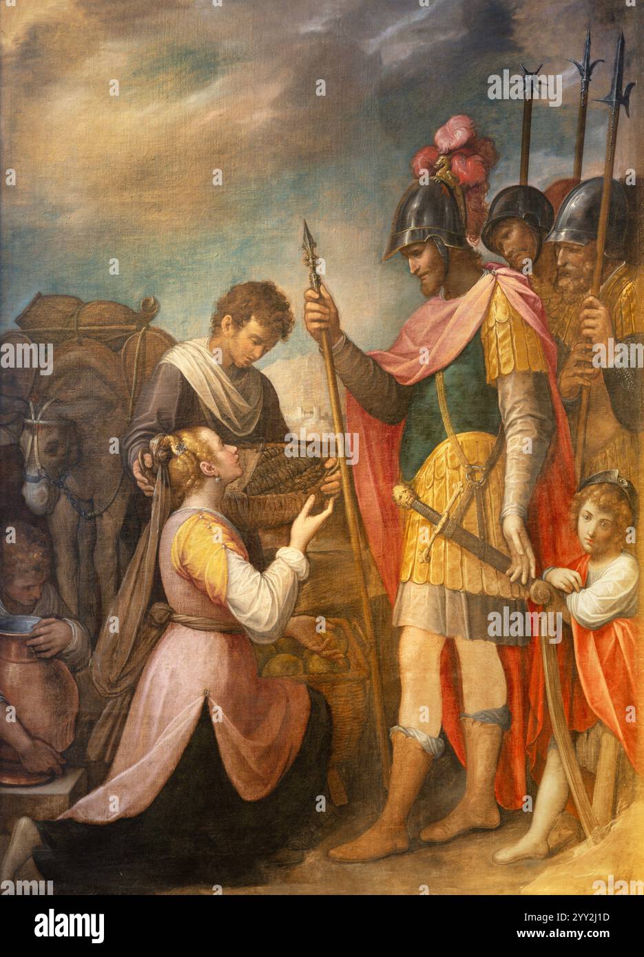 PAVIA, ITALY - SEPTEMBER 8, 2024: The painting of David and Abigail in ...