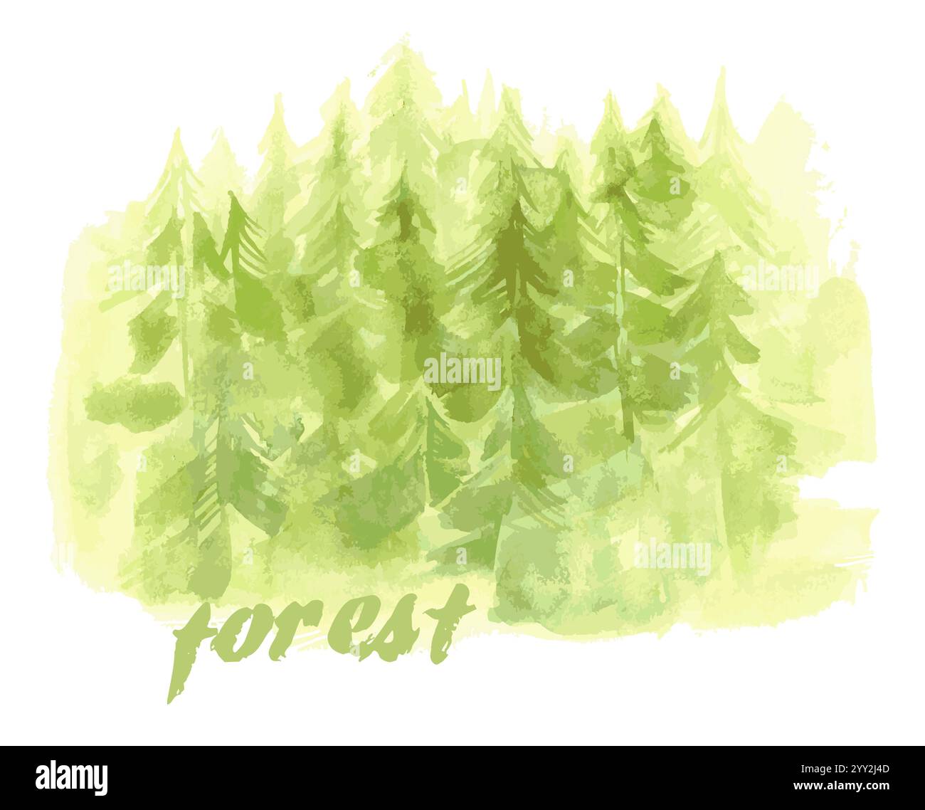 Watercolor forest landscape background. Beautiful watercolor nature ...