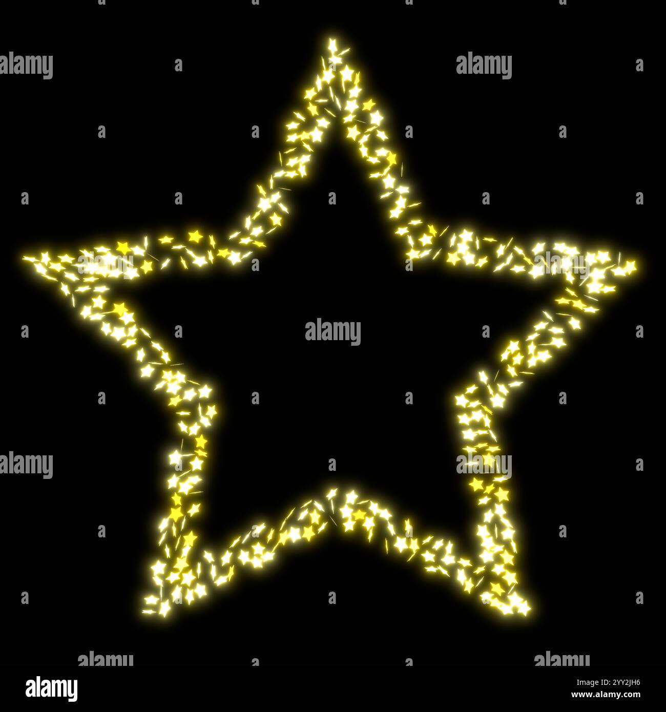 yellow golden star shape outline made of many stars Stock Photo - Alamy