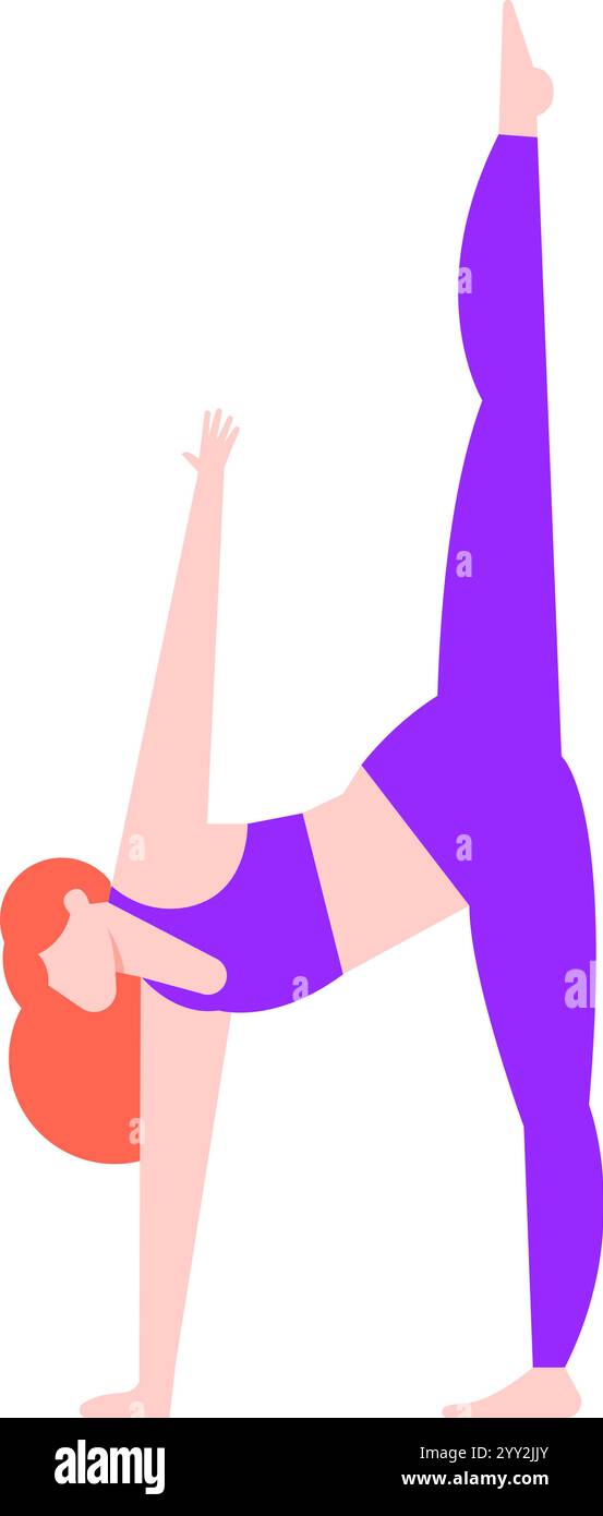 Young woman practicing standing split yoga pose, balancing on one leg ...