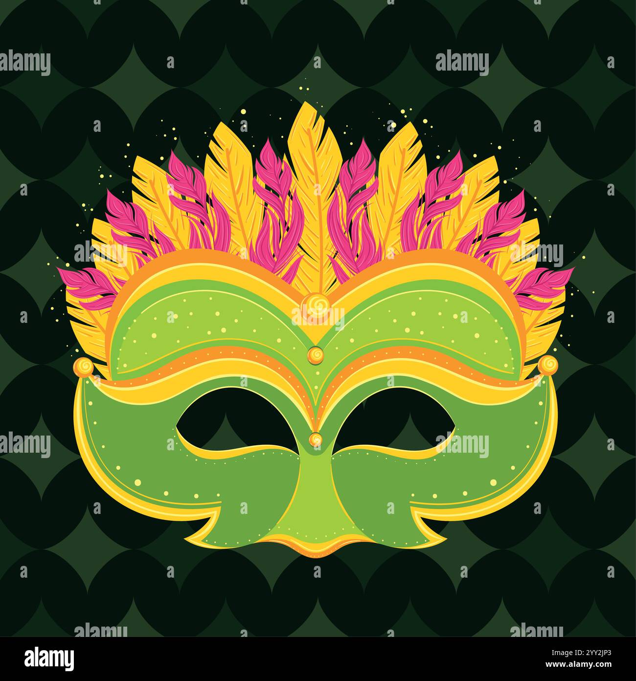 Carnival mask with feathers and swirl design Vector Stock Vector Image ...