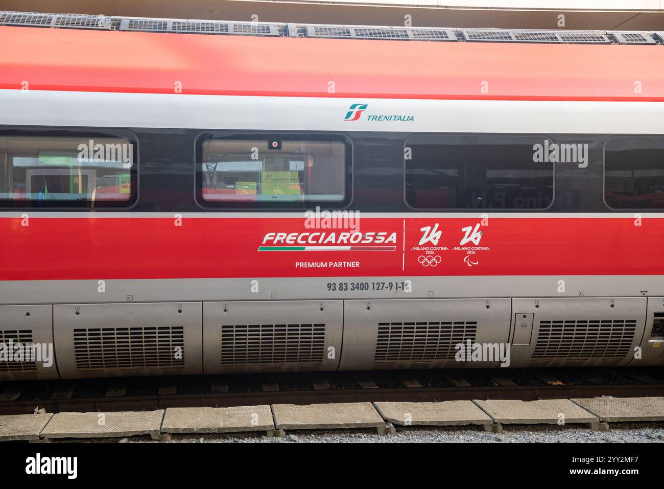 Freccia rossa train is getting ready to leave, a journey that ...