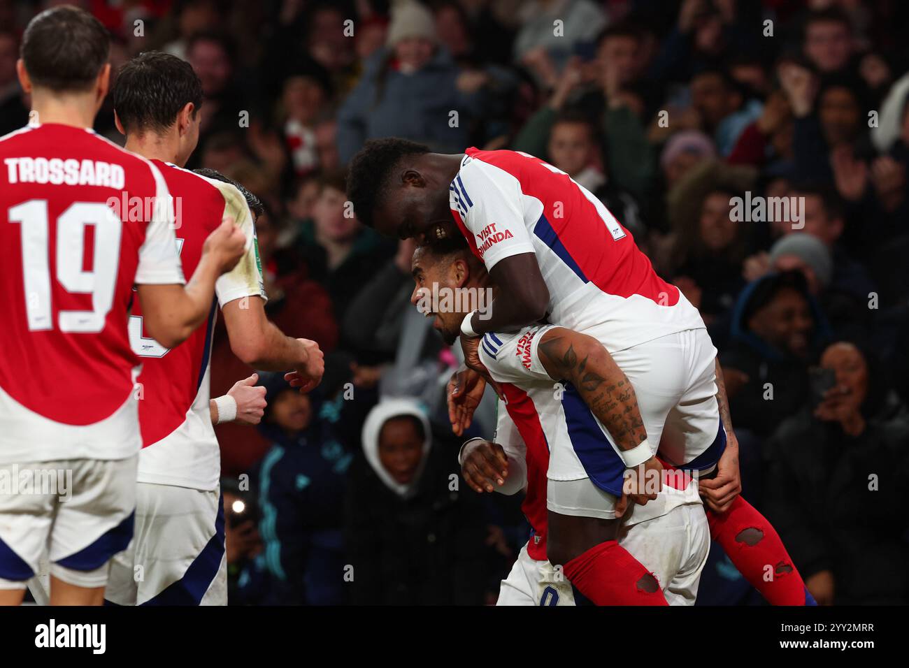 Gabriel Jesus of Arsenal celebrates with Bukayo Saka after he scored ...