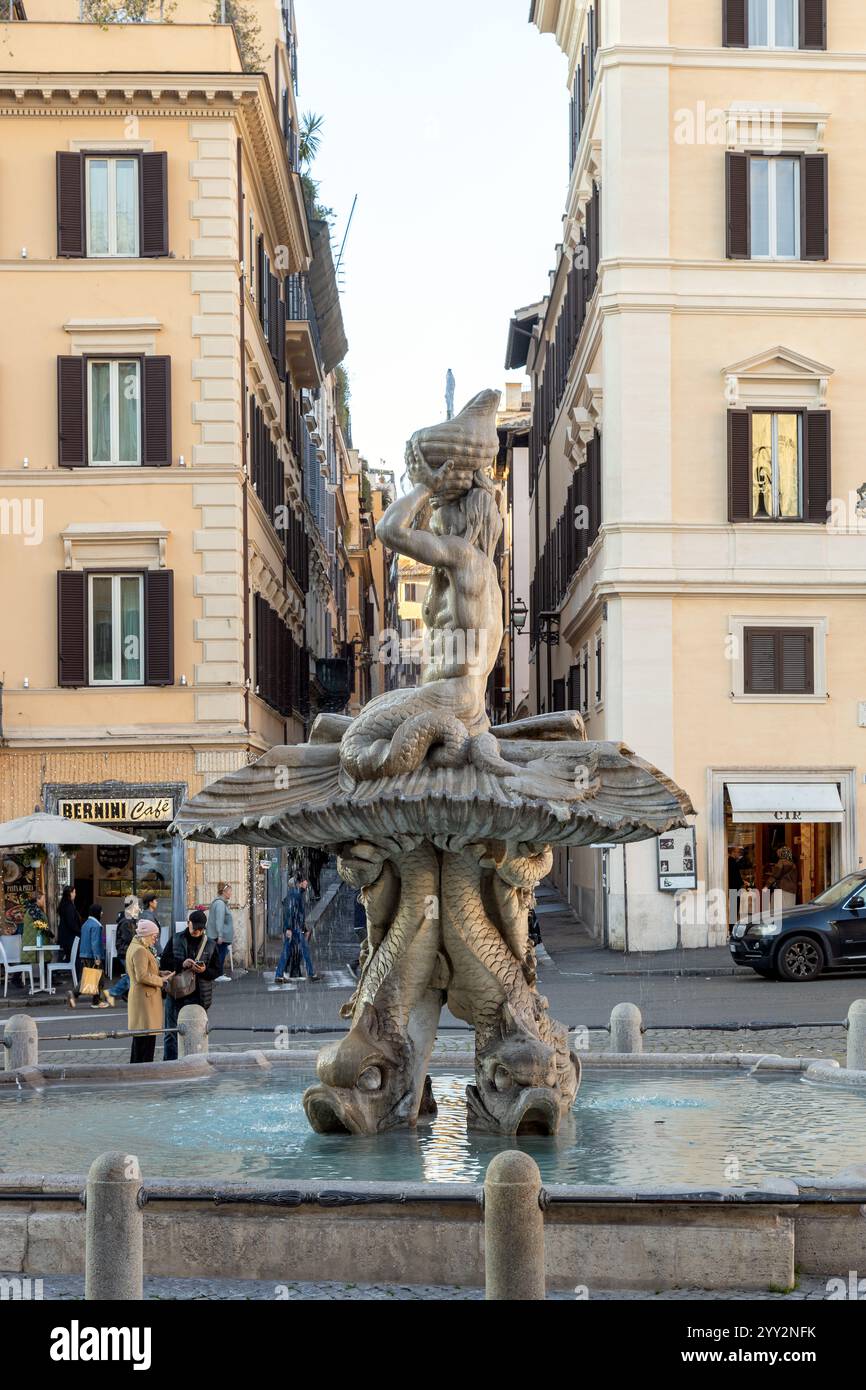 Rome, Italy - Nov 14th, 2024: Piazza Barberini with the iconic Fontana ...