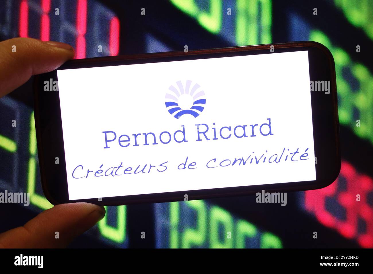 In this photo illustration, the Pernod Ricard company logo is seen ...