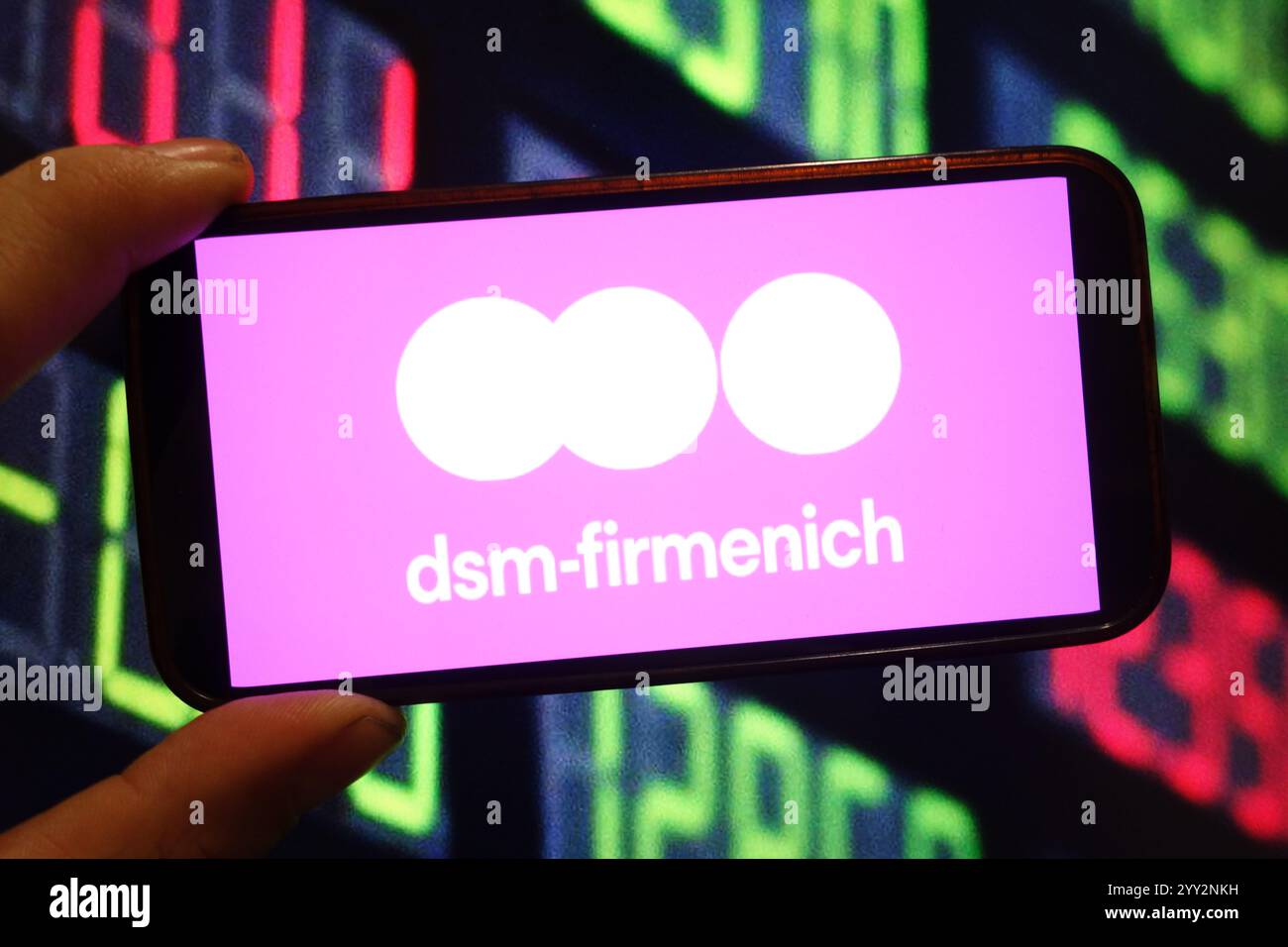 In this photo illustration, the DSM-Firmenich company logo is seen ...
