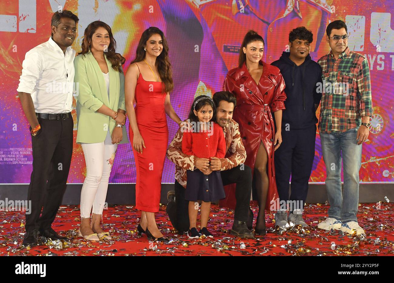 L-R Indian film producers Atlee Kumar, Priya Atlee, Indian film actress ...