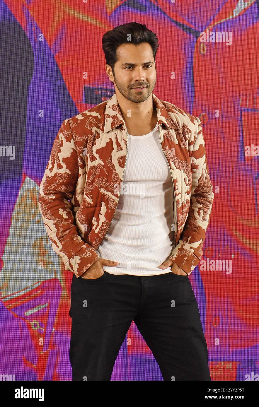 Mumbai, India. 18th Dec, 2024. Bollywood actor Varun Dhawan poses for a ...