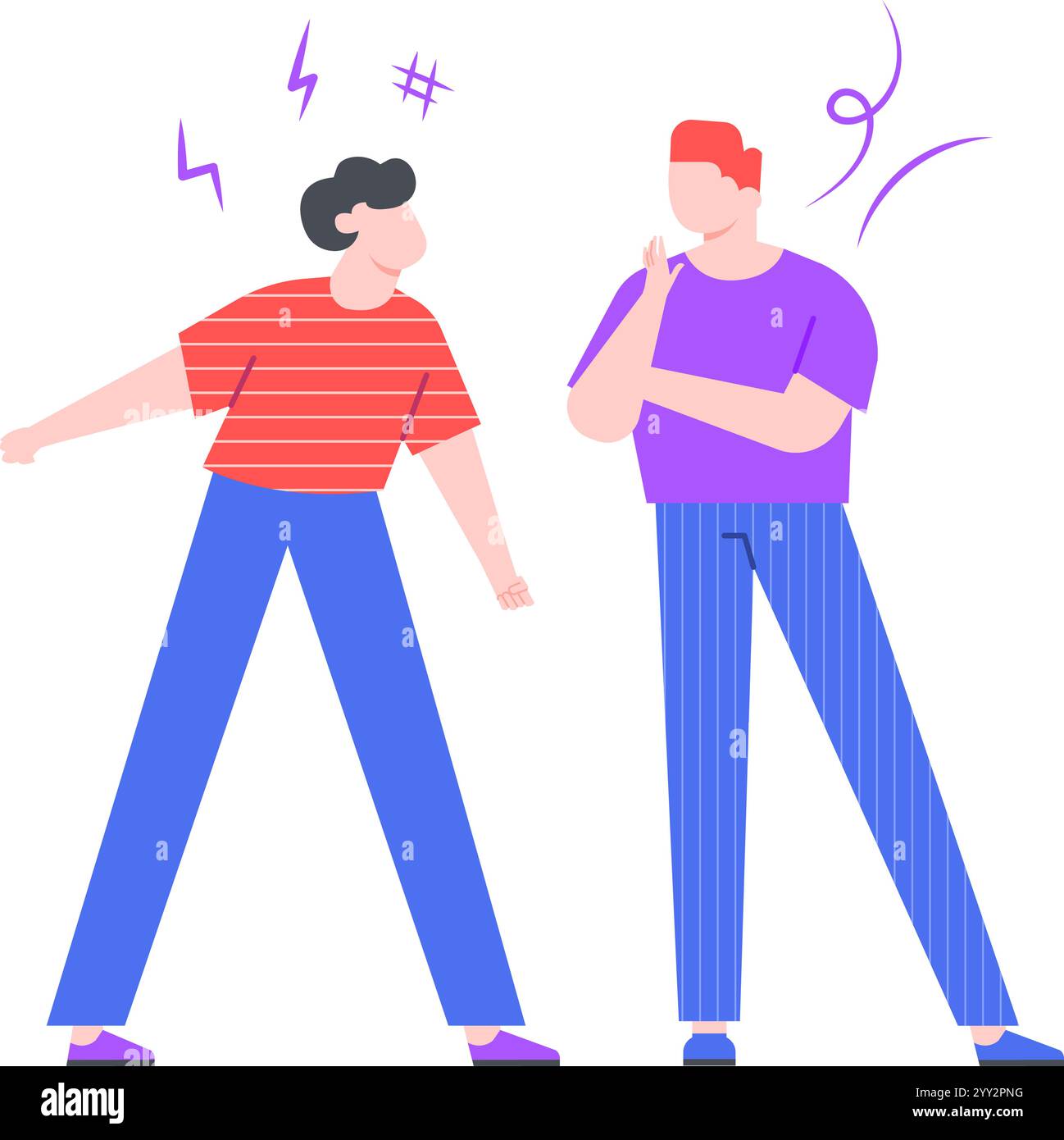 Two male colleagues are arguing during their work break, experiencing ...