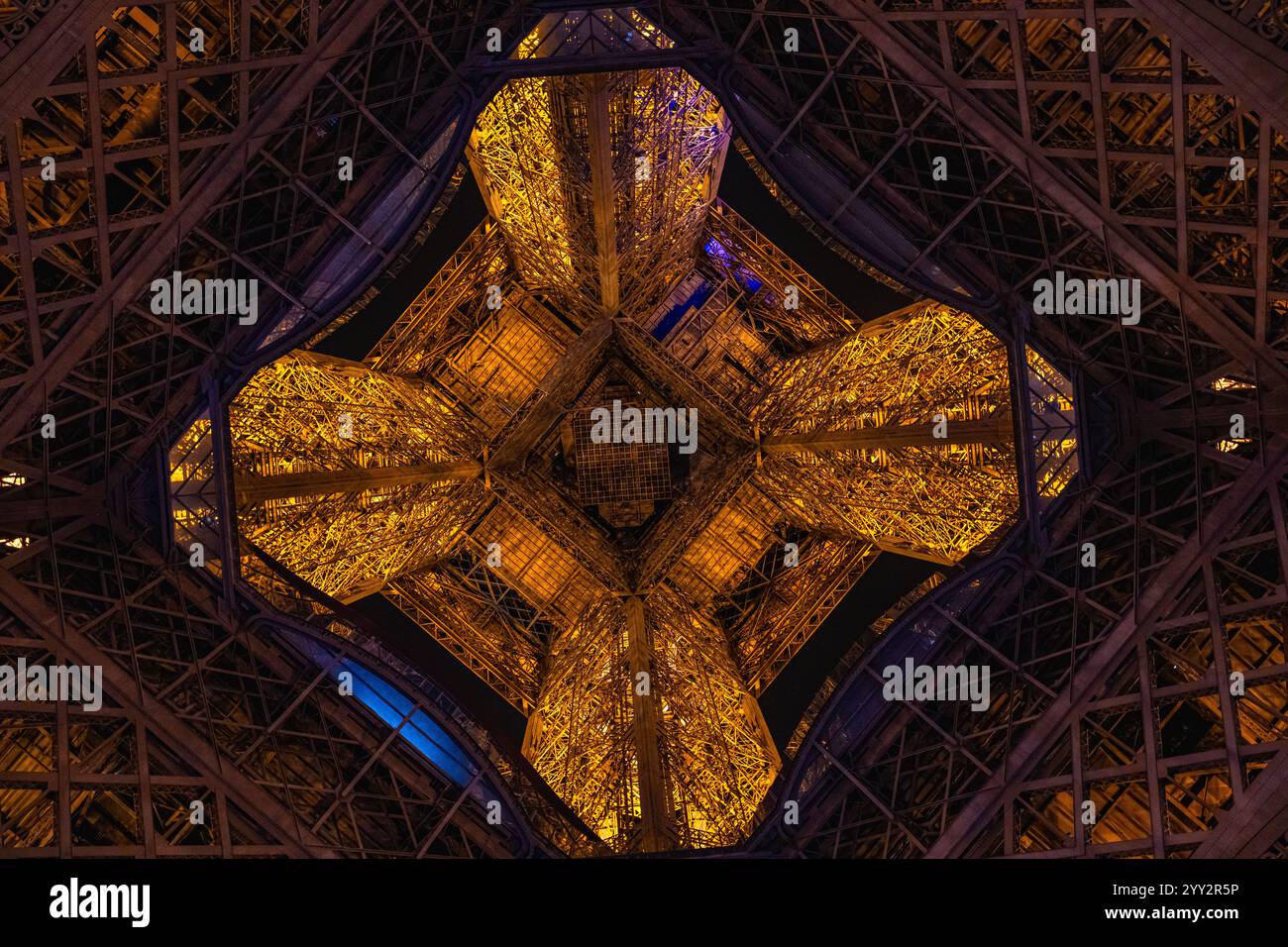 Eiffel Tower, view from below during the day. Symmetrical photo from ...