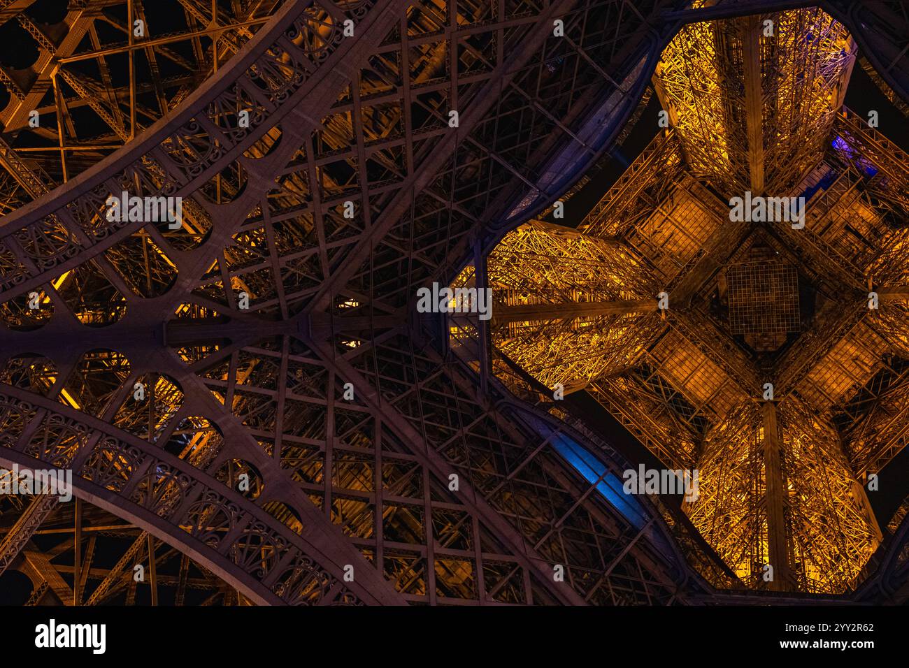 Eiffel Tower, view from below during the day. Symmetrical photo from ...